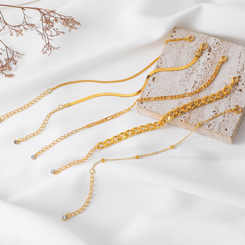 【versatile style】5Pcs/Set Elegant Female Gold Metal Thick Chain ...