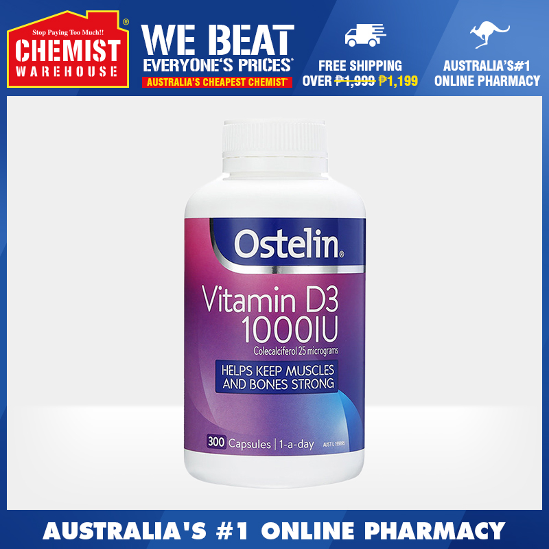Ostelin Vitamin D3 1000IU 300 Capsules Exclusive Size Maintains Bone ...