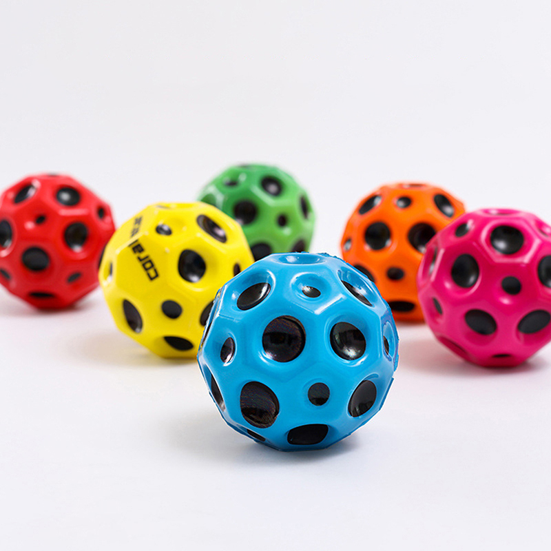 Useful Hole Ball Soft Bouncy Ball Anti-fall Moon Shape Porous Bouncy ...