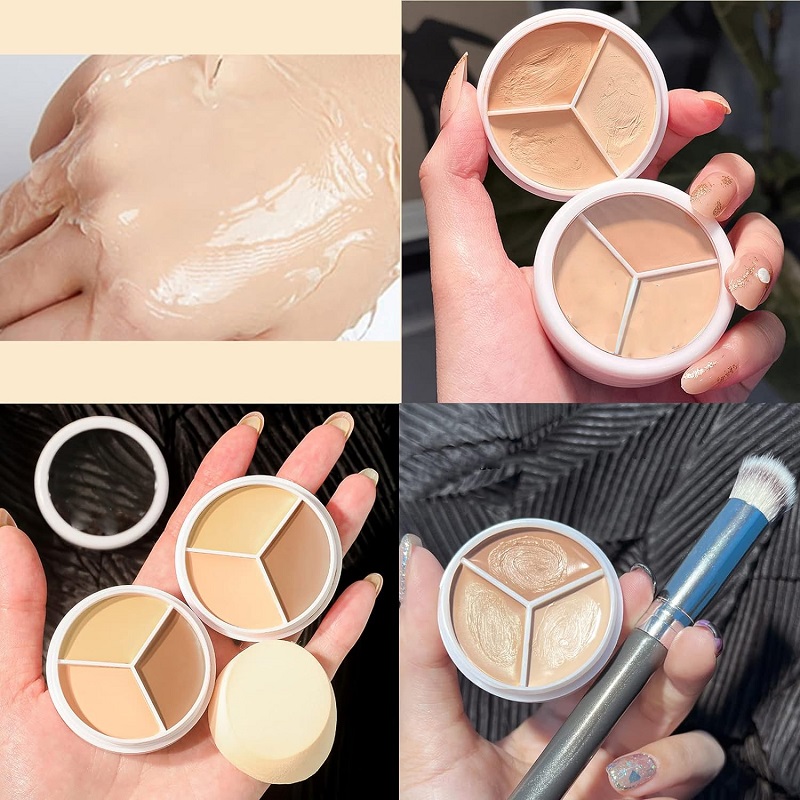 3 Colors Concealer Moisturizing Full Coverage Acne Spot Dark Circles ...