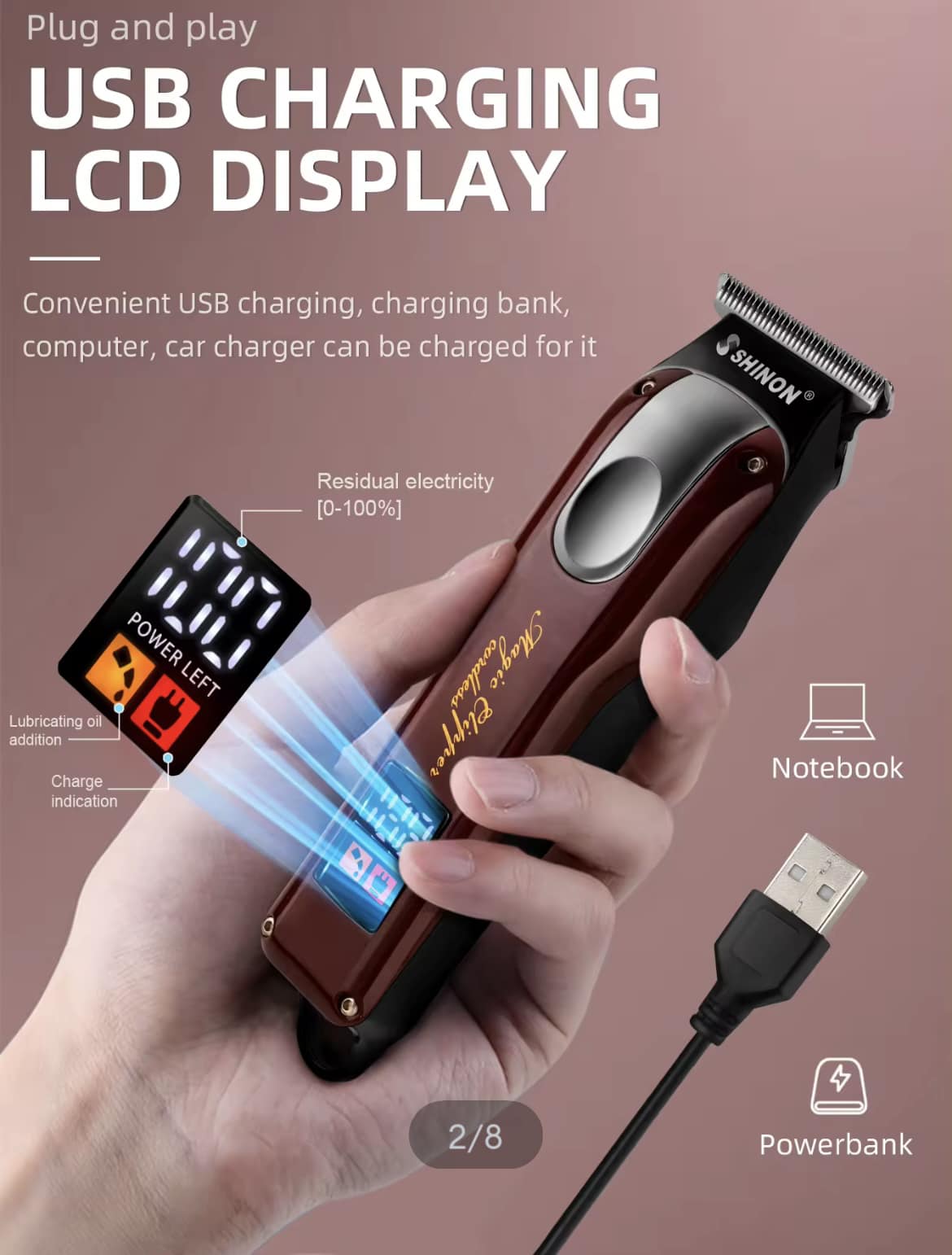 SHINON Beard Trimmer for Men, Electric Razor Hair Trimmer, Cordless ...