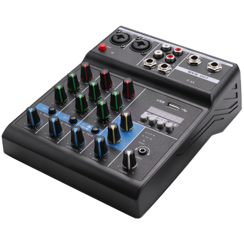 Portable Audio Mixer Professional 4 Channel Bluetooth Mixer DJ Console ...