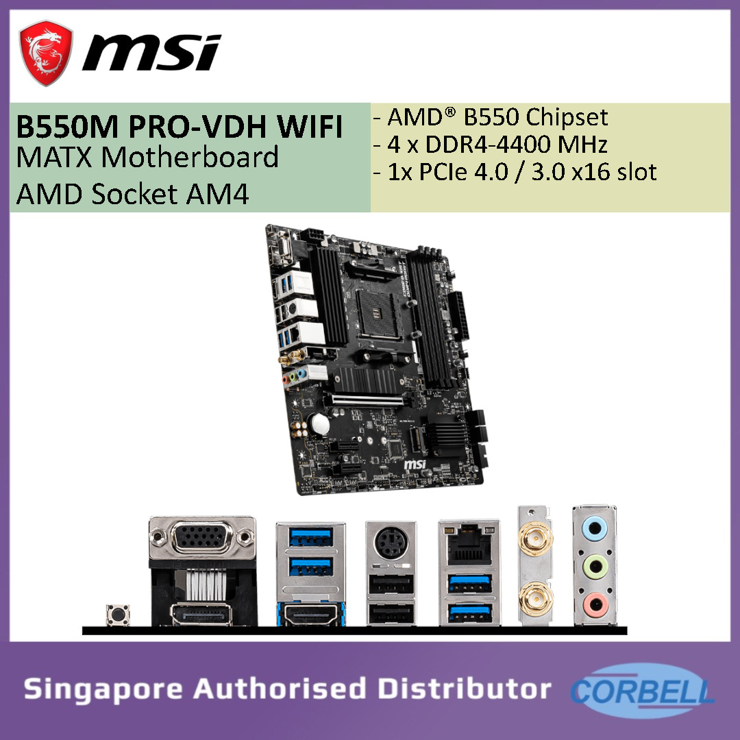 MSI B550M PRO-VDH WIFI MOTHERBOARD Socket AM4 DDR4 4400 Dual Channel ...