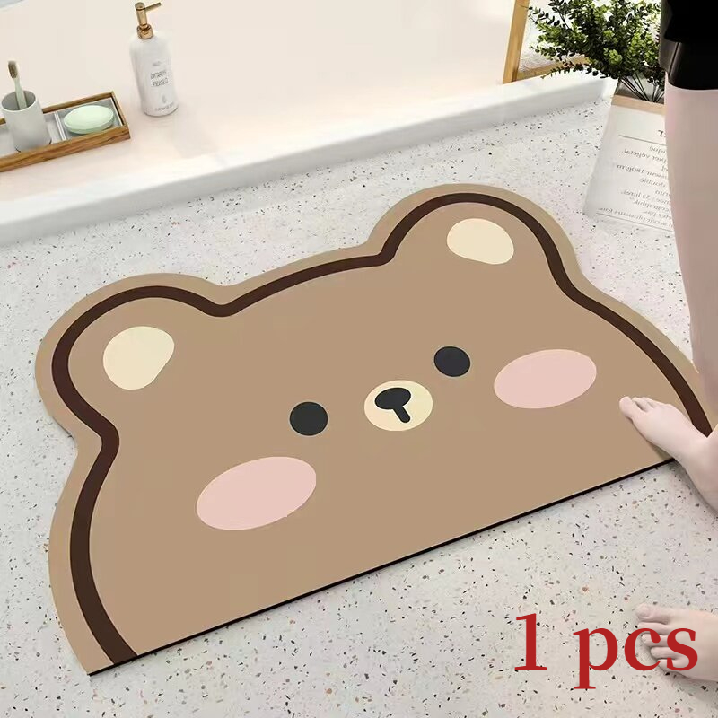 Cartoon Floor Mat Quick Drying Diatom mud soft mat Anti-Slip bathroom ...