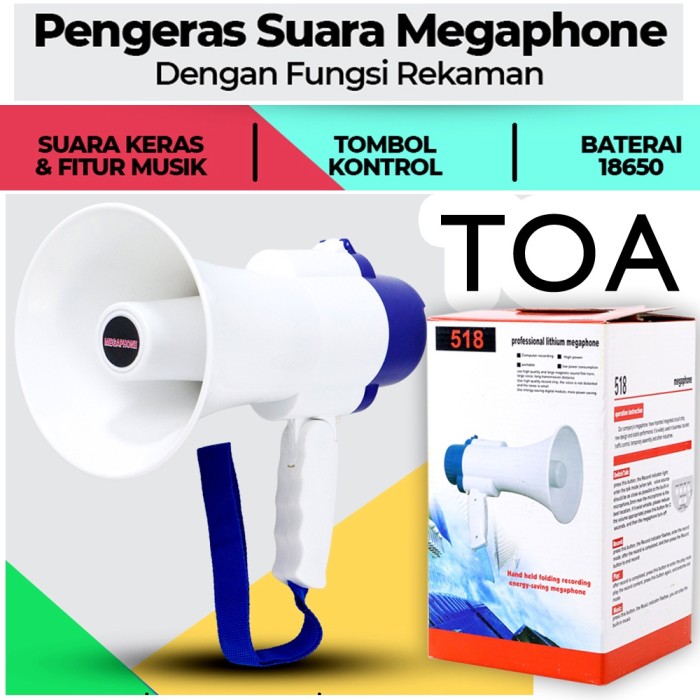 TOA Pengeras Suara Megaphone Baterai Rechargeable With Fungsi Rekaman ...