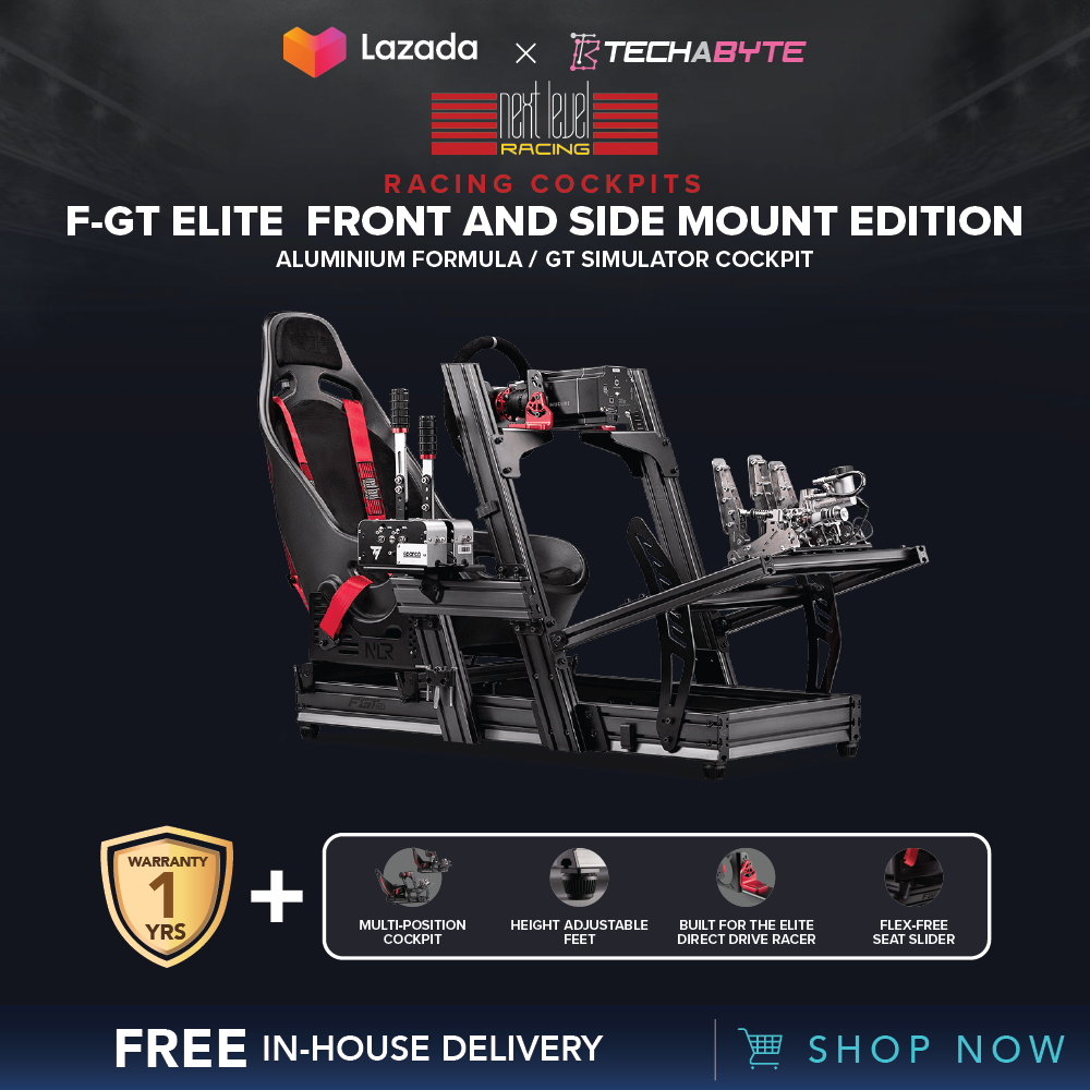 Next Level Racing F-GT Elite Aluminium Simulator Cockpit - Front and ...