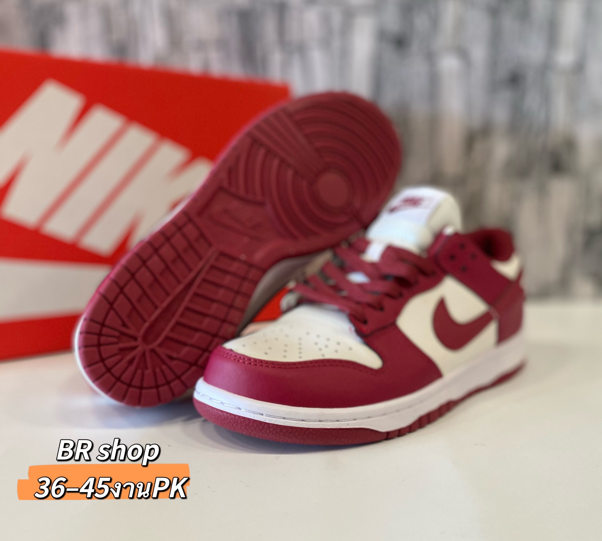 [ Captain.Shop ] รองเท้าผ้าใบ SIZE.36-45 *ขาวแดงเข้ม* รองเท้าผ้าใบ ...