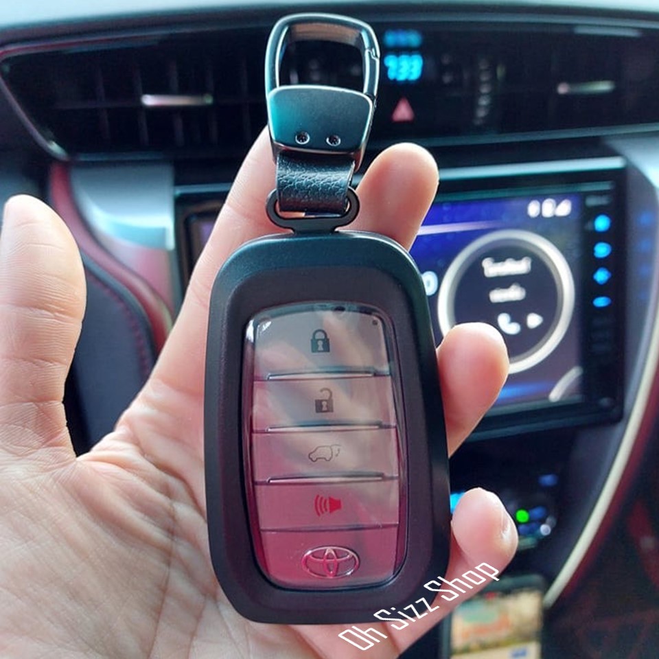 เคสโลหะสองสีดำเงิน รีโมทรถ Toyota Fortuner Legender 2022 แบบ 2 ชั้น สา ...