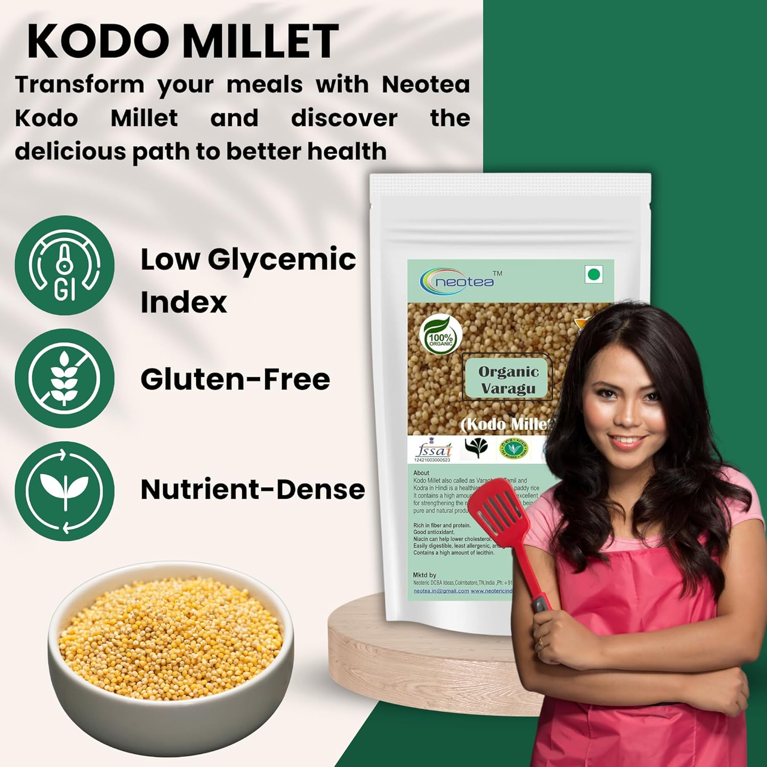 Neotea Organic Kodo Millet | Varagu | Kodra | Arikelu | Harka | Kodon ...