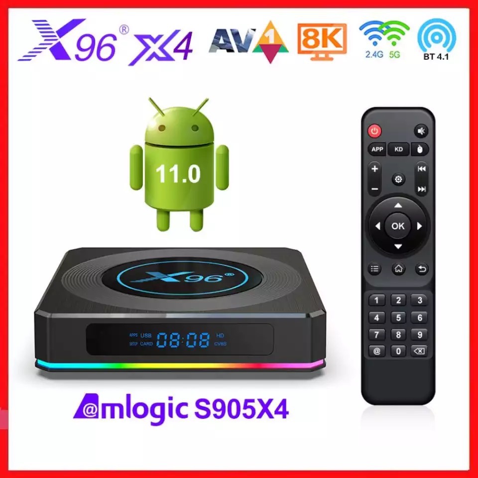 X96 X4 Amlogic S905X4กล่องทีวี Android 11 Os 2.4G/5Ghz Dual Wifi BT 100M LAN 4K Smart RAM4GB ...