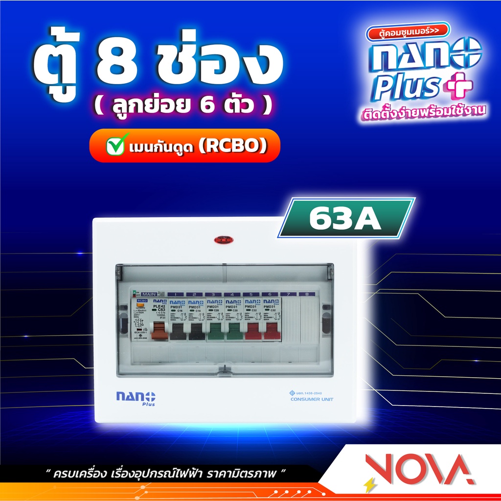 ตู้คอนซูมเมอร์ยูนิต ควบคุมไฟ ตู้โหลดกันดูด RCBO ยี่ห้อ Nano / เมนธรรมดา ...