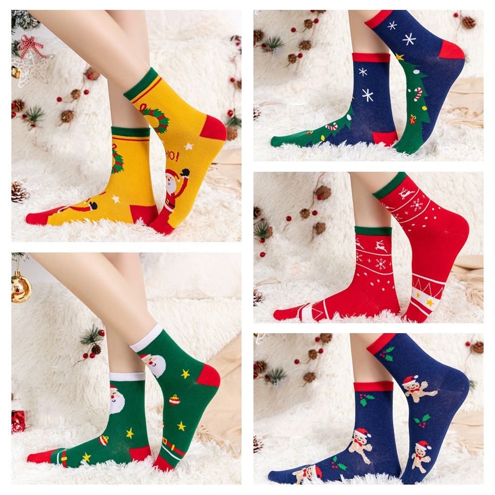 Cute Snow Christmas Socks Thickened Elk Santa Claus Socks Cotton Crew ...