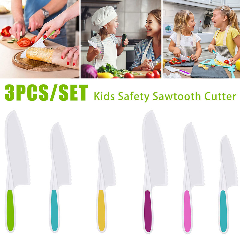 3Pcs Kids Cutters Plastic Kids Safety Sawtooth Cutter Children Fruit ...