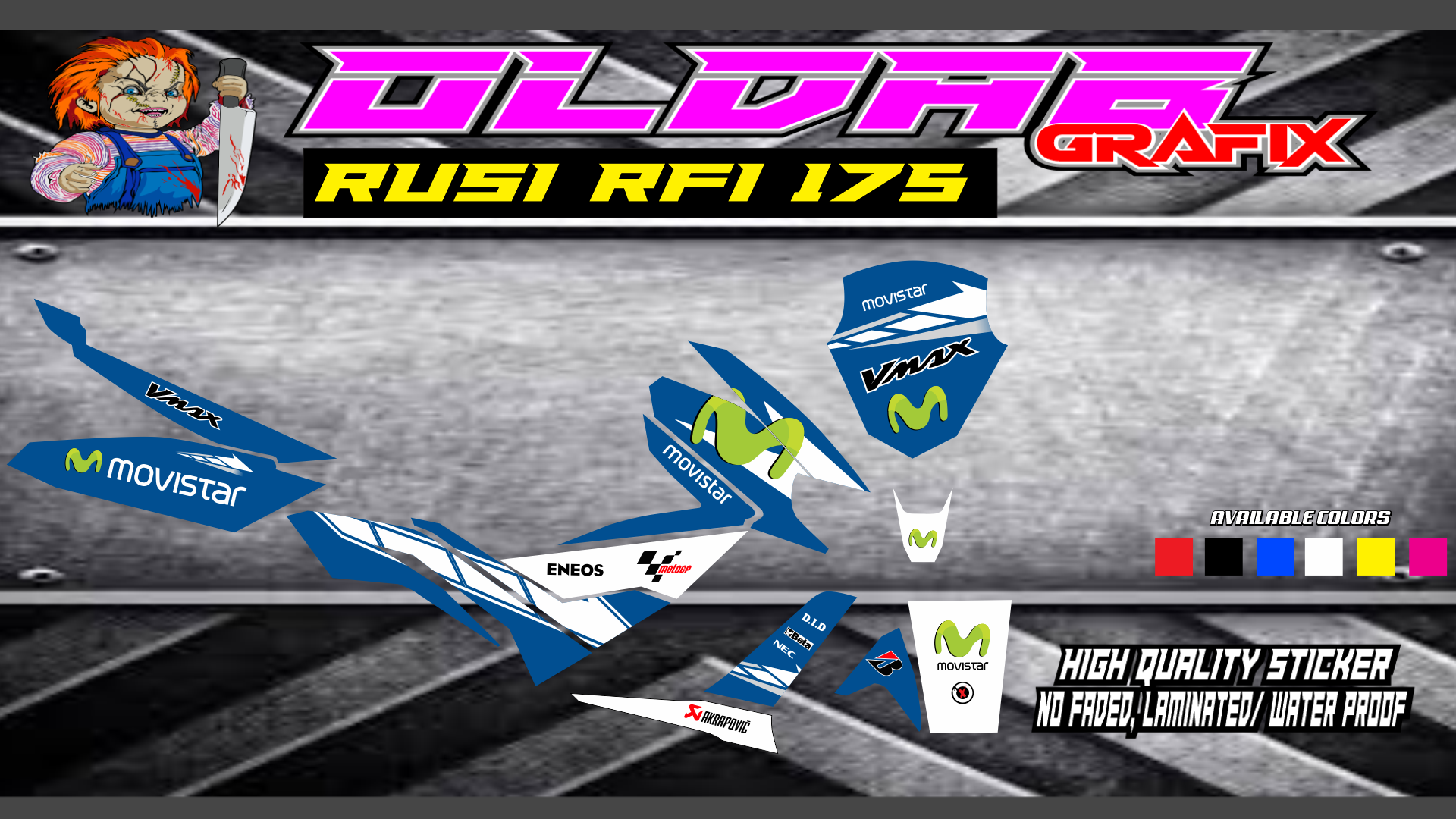 RUSI RFI 175 STICKER DECALS, FULL BODY DECALS, MOVISTAR, 176 | Lazada PH