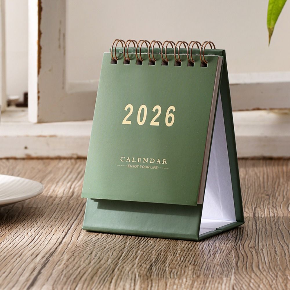Portable Month Date Display 2026 Small Desk Calendar English Solid ...