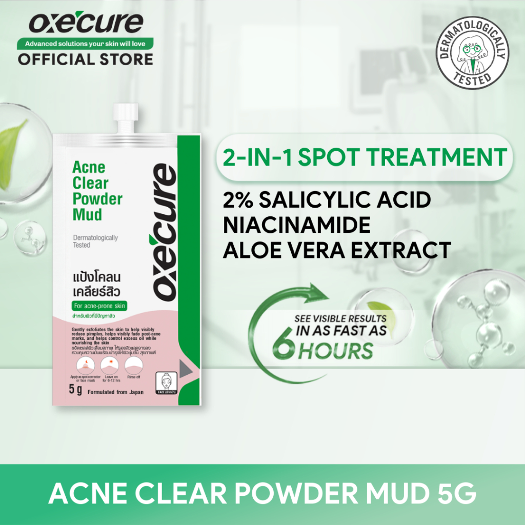 OXECURE 2 Salicylic Acid Acne Clear Powder Mud 5g | Lazada PH