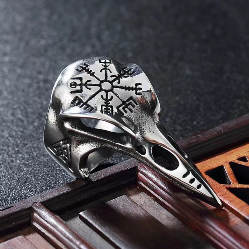 【Mega Sale】Nordic Retro Viking Bird Skull Ring Men's Hip-hop Hawk Beak ...