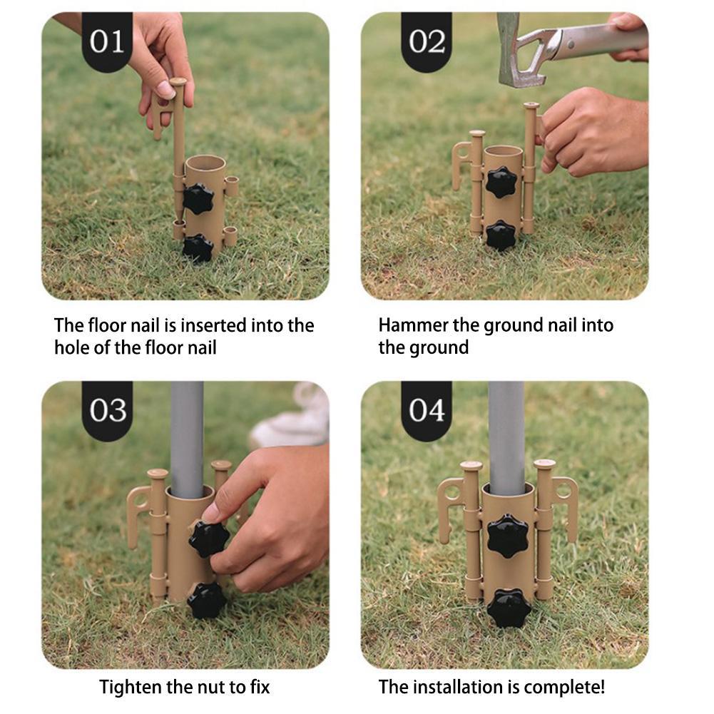 Awning Canopy Pole Fixing Ground Holder Windproof Adjustable Outdoor ...