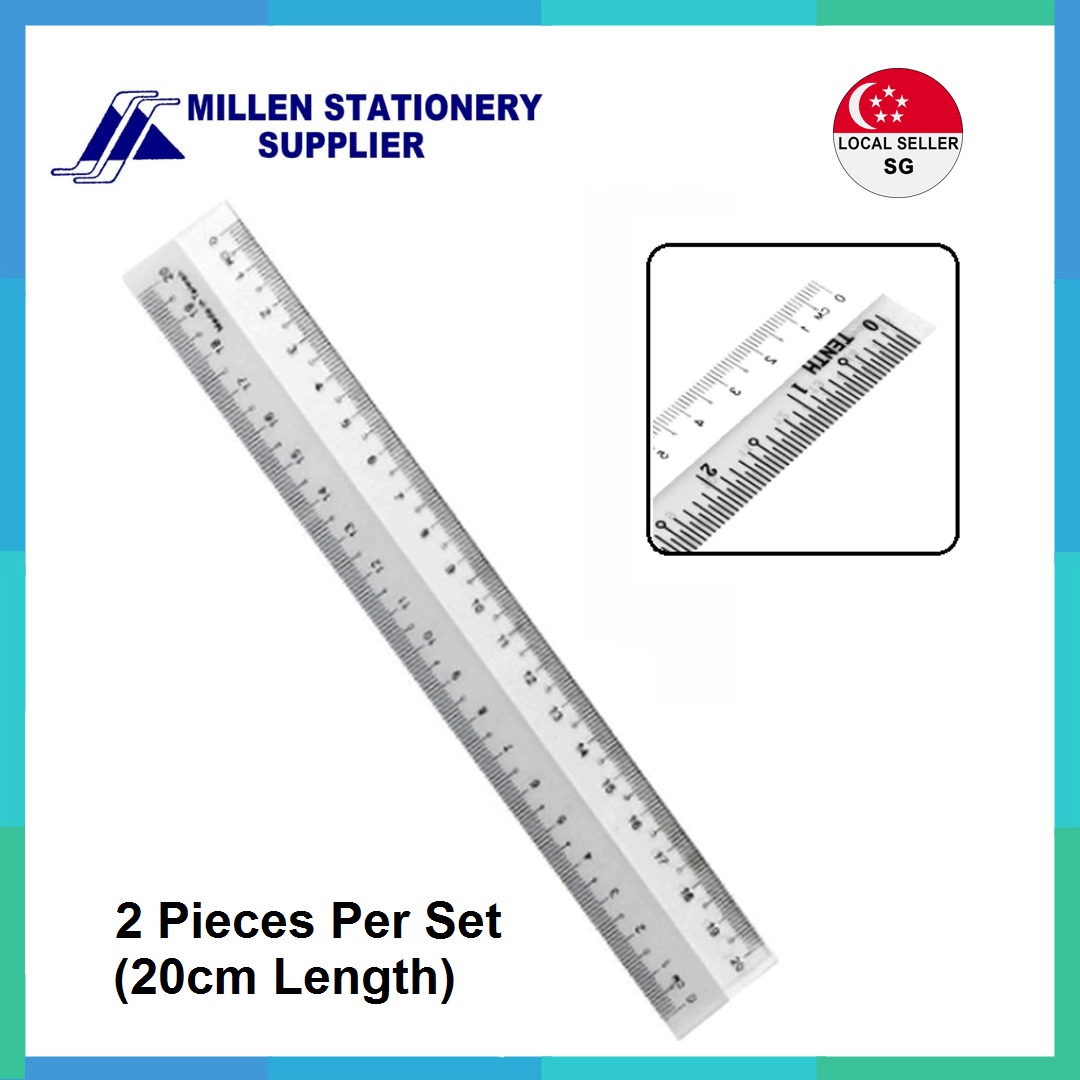Plastic Ruler (15cm / 20cm). Set of 2 Rulers [Millen Stationery ...