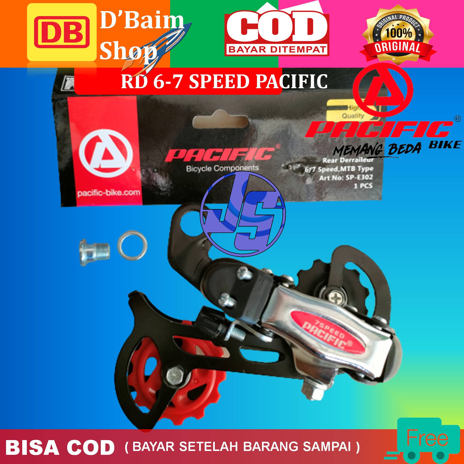 LETTER S OPERAN GIGI SEPEDA Pacific RD Rear derailleur MTB Lipat 6/7 ...