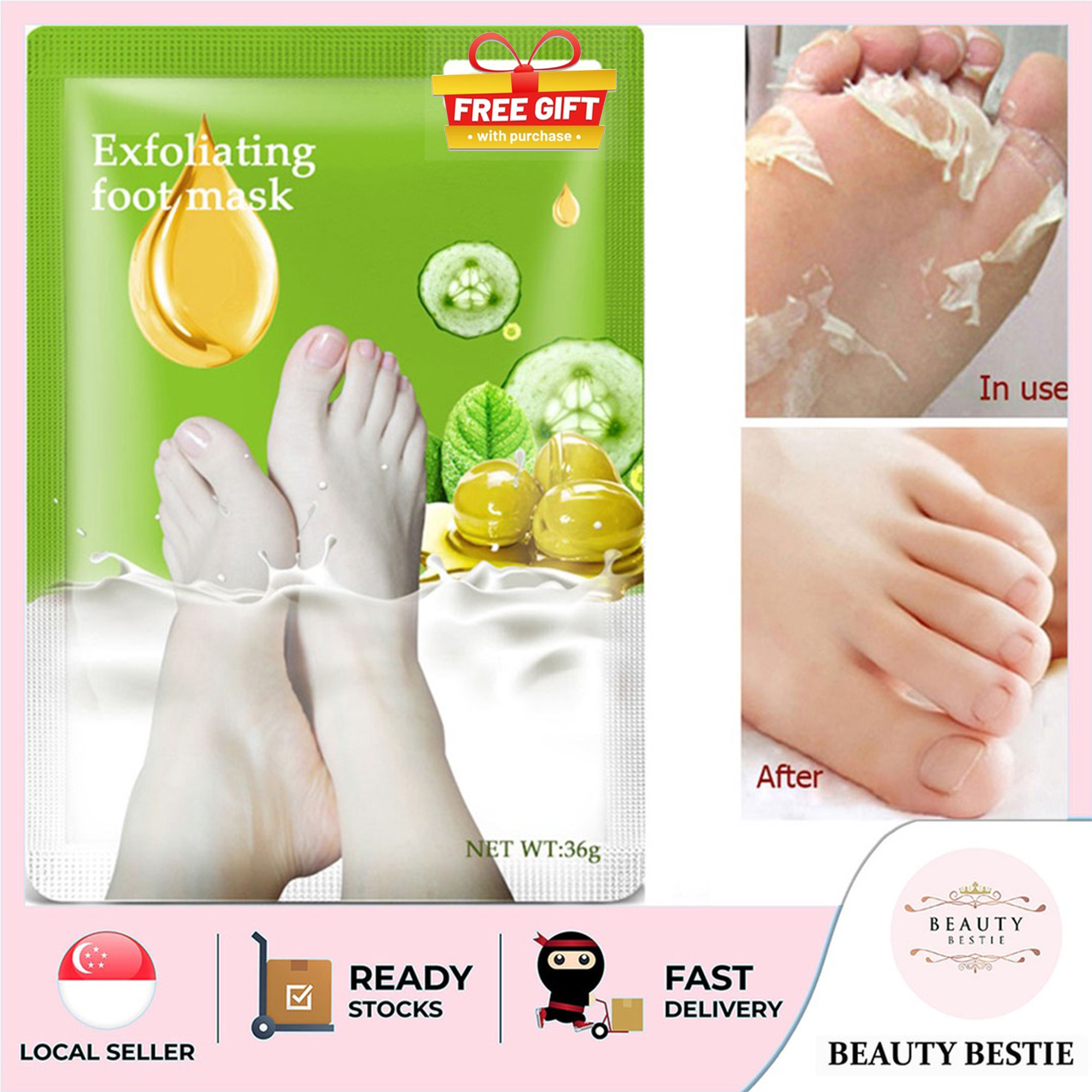 *5 PAIRS* OLIVE EXFOLIATING PEELING FOOT MASK (36G X5) SG SELLER *FAST ...