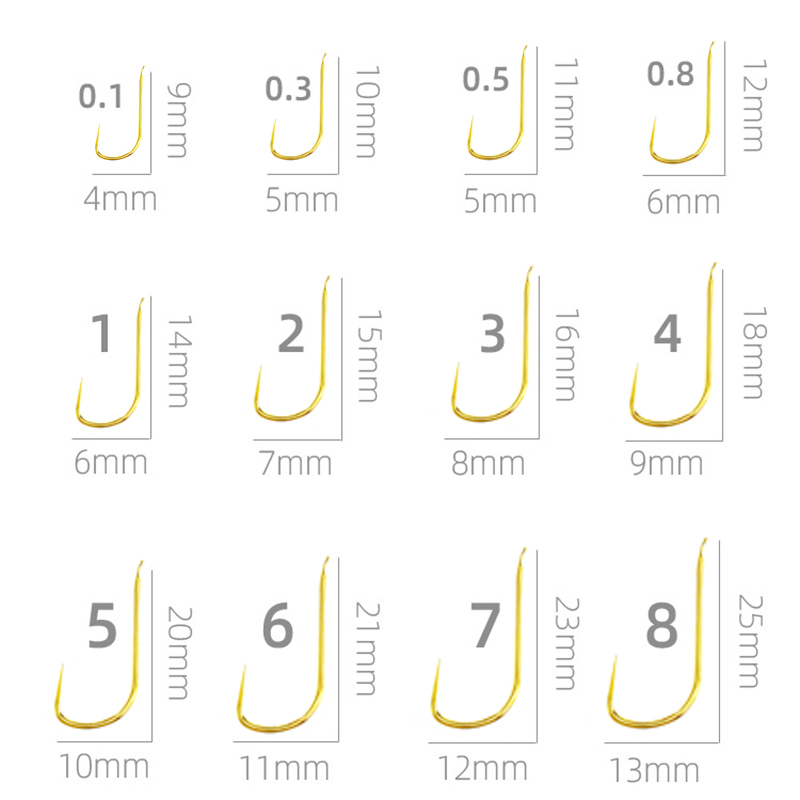 100 Pcs New Kanto Barbless Golden Fish Hooks Long Shank Black Pit Carp ...