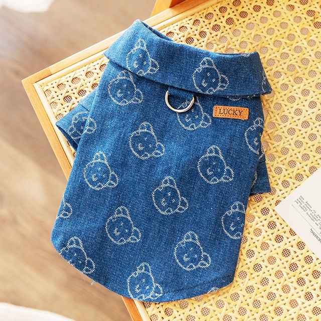 Dongzhu 【BabyHug】Pet Jeans Jacket Dog Clothes Soft Warm Puppy Harness ...