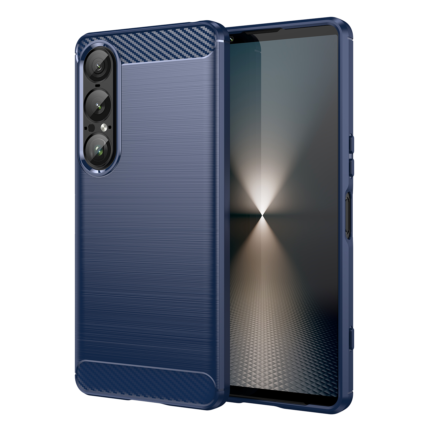 Sony Xperia 1 VII Phone Case,Flexible TPU Bumper with Brushed Carbon ...