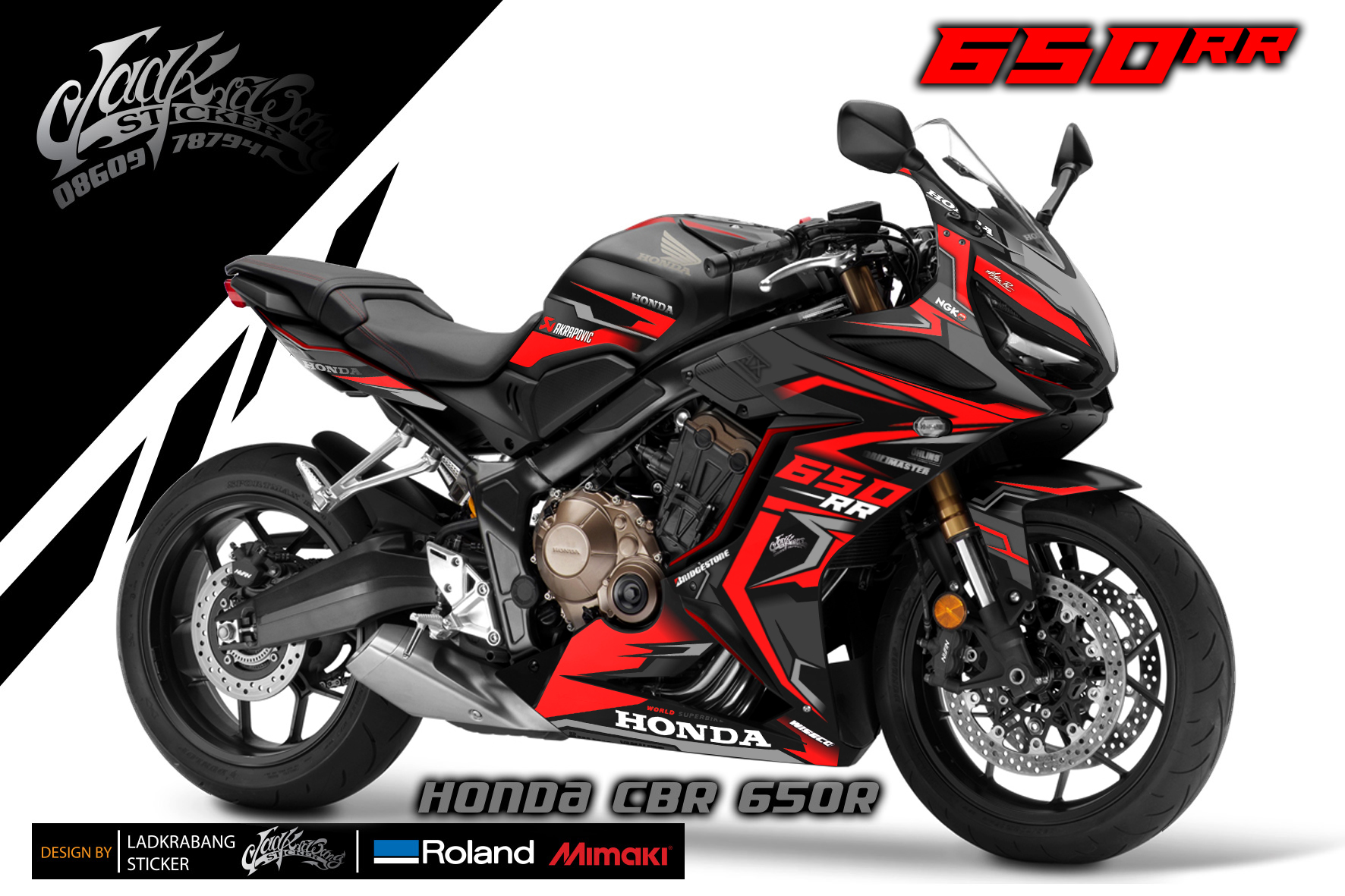 สติ๊กเกอร์แต่งลายรถ Honda Cbr 650R ลาย 650-RR | Lazada.co.th