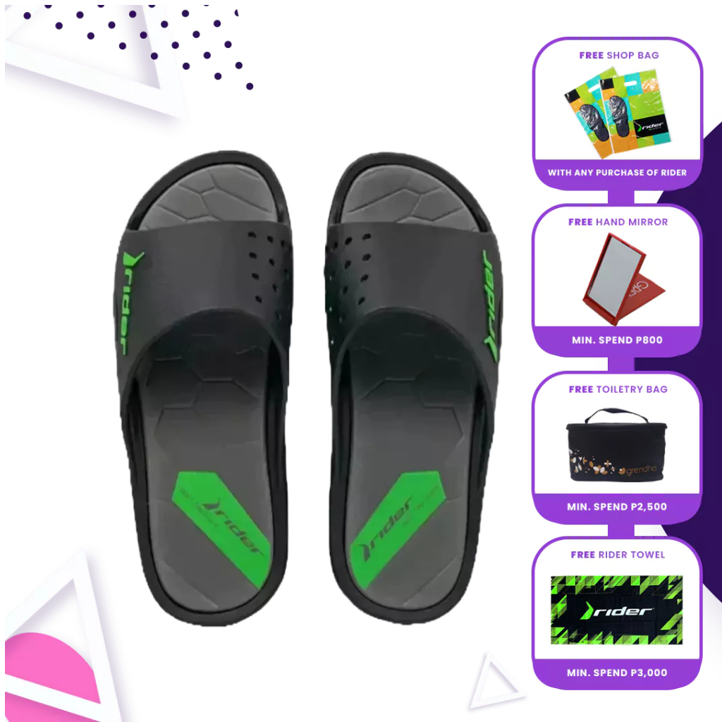 Rider Bay X Ad Black Grey Green Men's Slides | Lazada PH