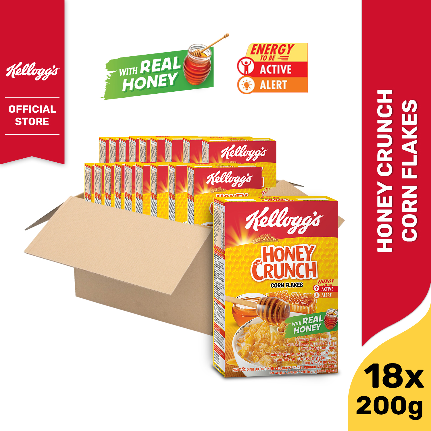 Kellogg's Honey Crunch Corn Flakes Cereal 200g Carton - 18pcs | Lazada PH