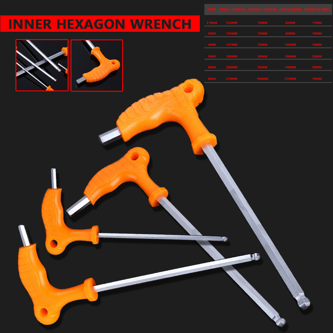 【StyleVoyager】T Handle allen Hex Key Wrench Spanner 2.5/3/4/5/6/8mm ...