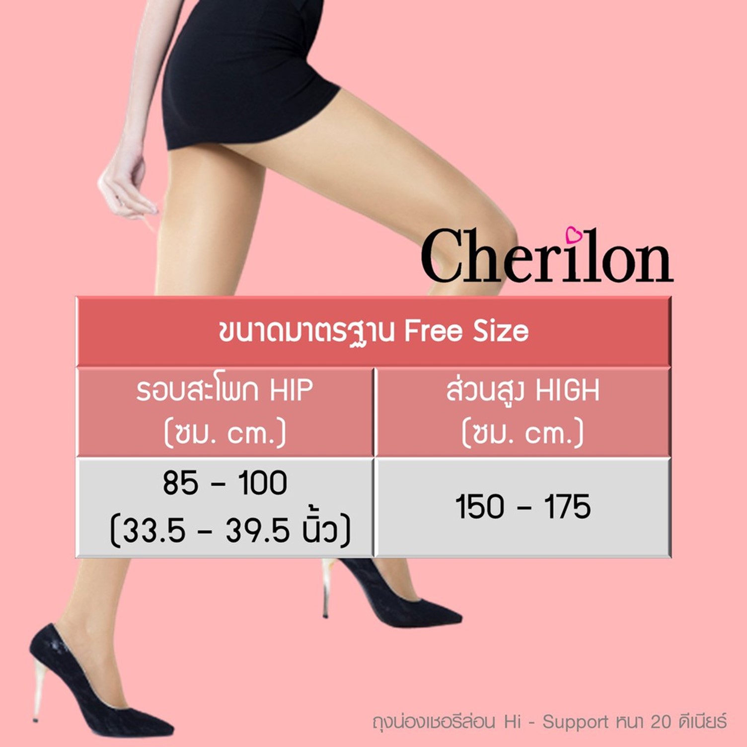 คุ้ม 12 คู่ 4 แพ็ค Cherilon เชอรีล่อน ถุงน่อง ปกปิดริ้วรอย ปิด รอยแผลเป็น Hi-Support เนื้อ ...