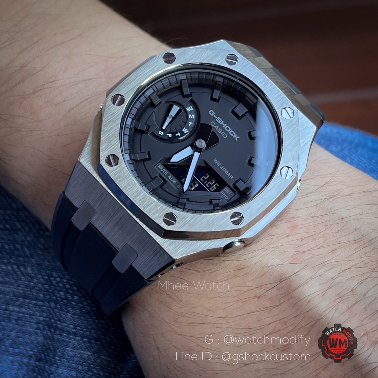 G-Shock Custom AP Style Classic Silver Black Rubber ของแท้ รับประกัน 1 ...