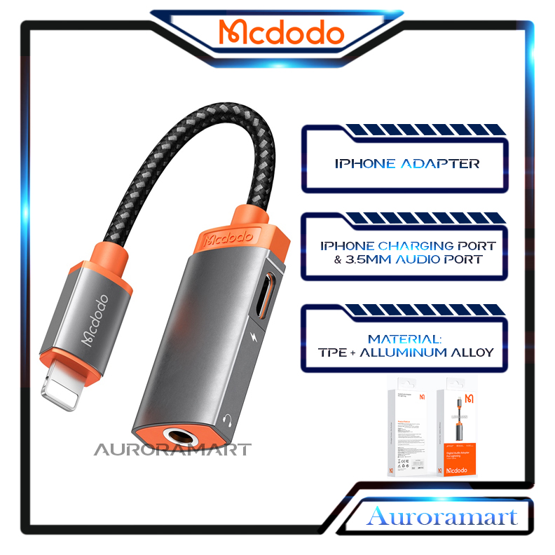 MCDODO SPLITTER IP TO IP AND 3.5MM AUDIO ADAPTER COMPATIBLE FOR APPLE ...