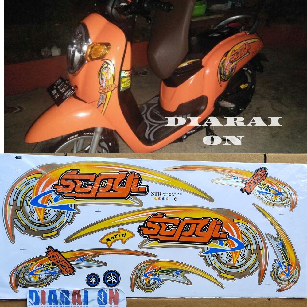 striping Sticker variasi motor Scoopy stiker Scoopy Custom Decal Scoopy ...