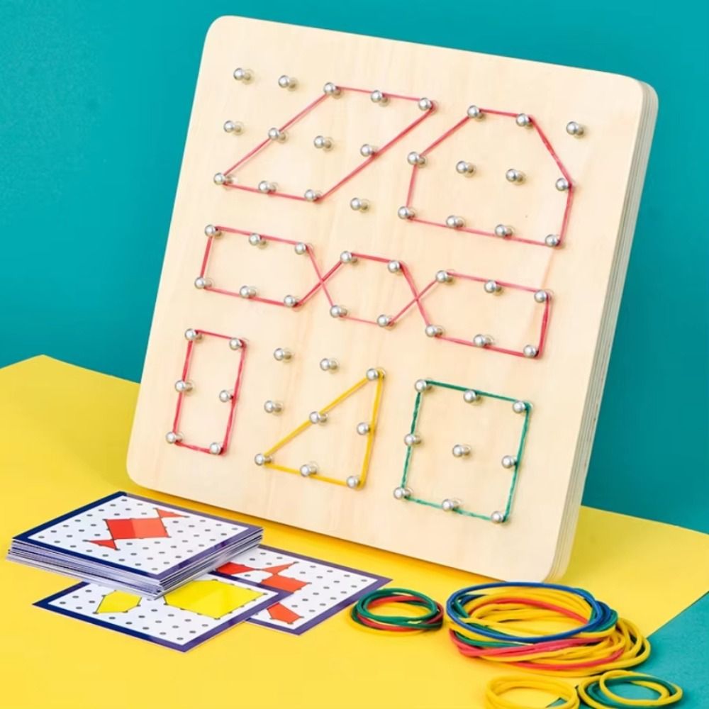 Math Teaching Aids Wooden Geometry Puzzle Nail Board Graphics Geometric ...