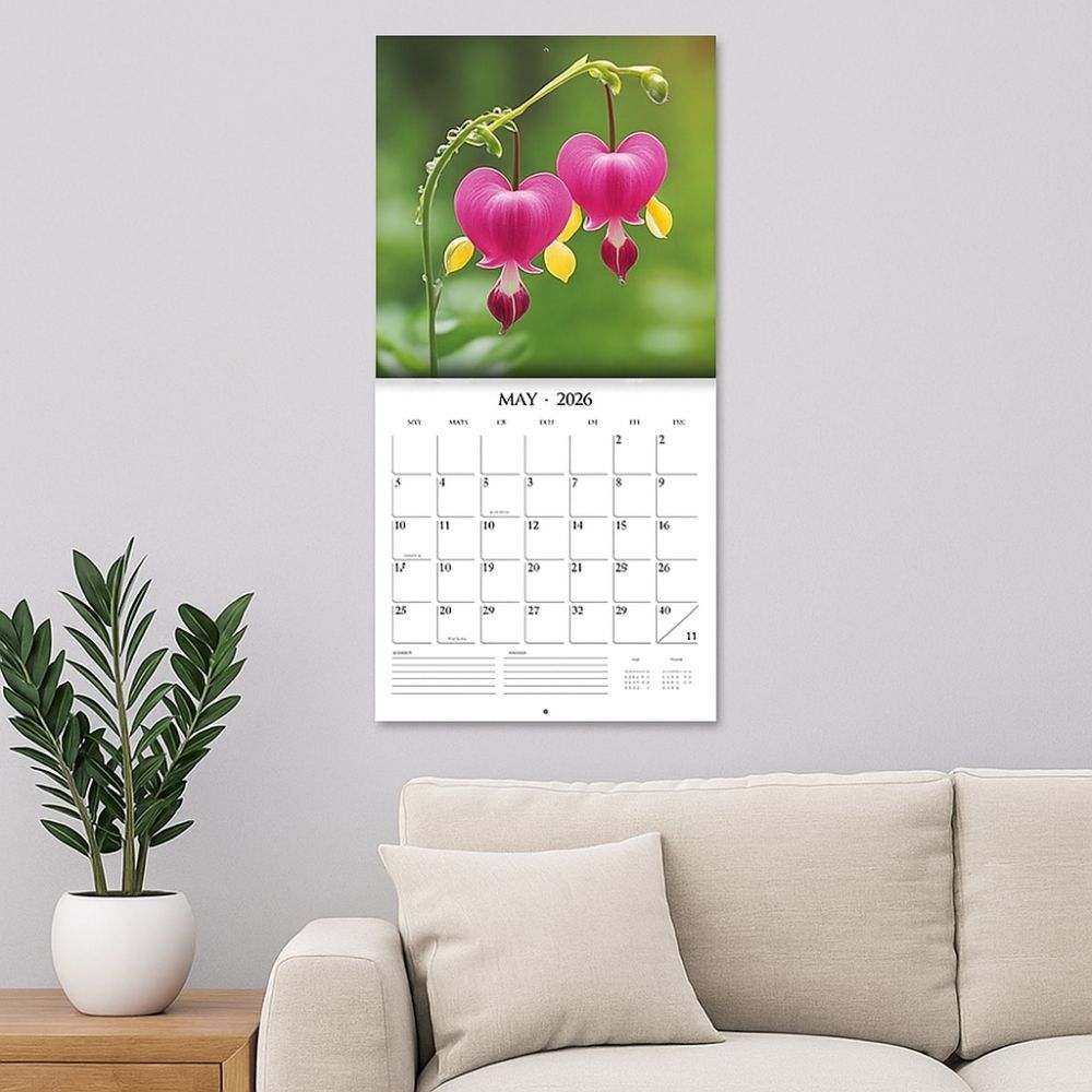 Aesthetic 12 Month Flowers Themed Wall Calendar Wall Hanging Decorative ...