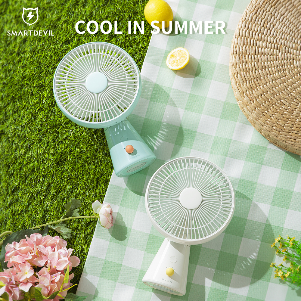 SmartDevil Desk Fan, Electric fan 4 Speed rechargeable fan Small Fan ...
