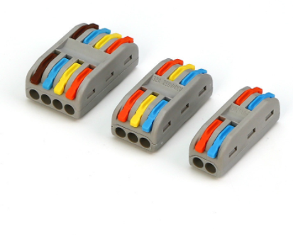 Connector 4 x 4 Wire Compact Terminal Block Lever Cage Clamp 4P ...