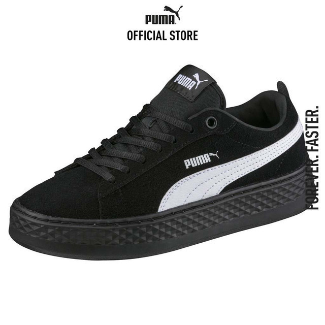 PUMA BASICS - Smash Platform Suede Womens Trainers Black - 36648802 ...