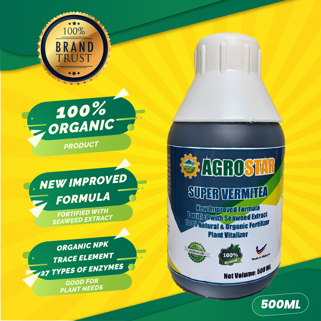 AGROSTAR - SUPER VERMITEA Organic Liquid Fertilizer Plant Food - New ...