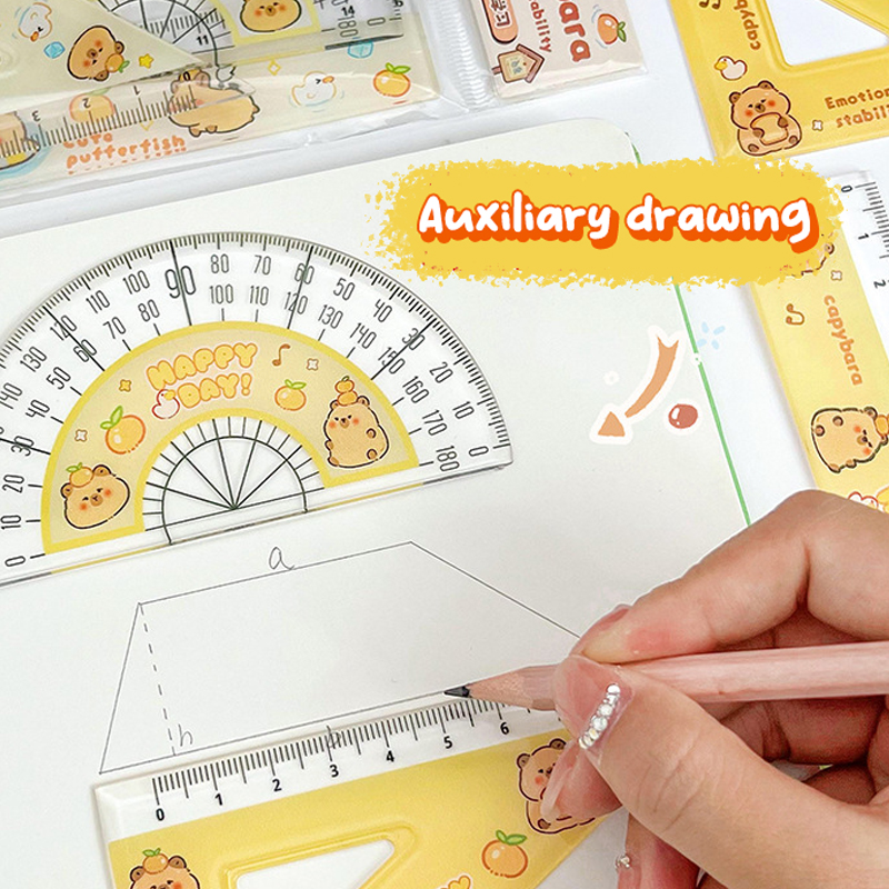 1Set Cartoon Cute Plastic Capybara Ruler High Quality Straightedge ...