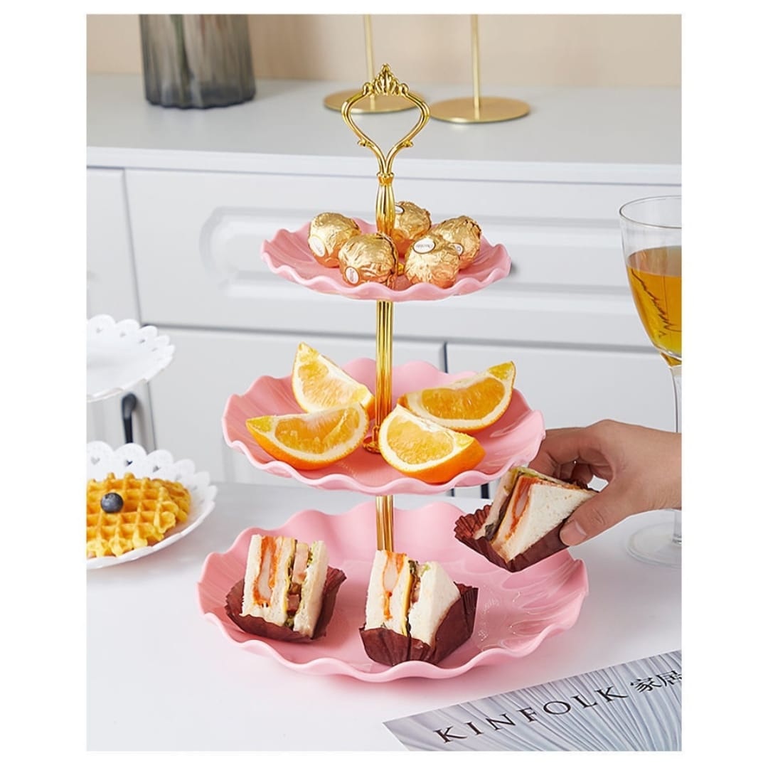 Piring Tatakan Kue | Stand Cake 3 Susun Gelombang | Display Kue Snack ...