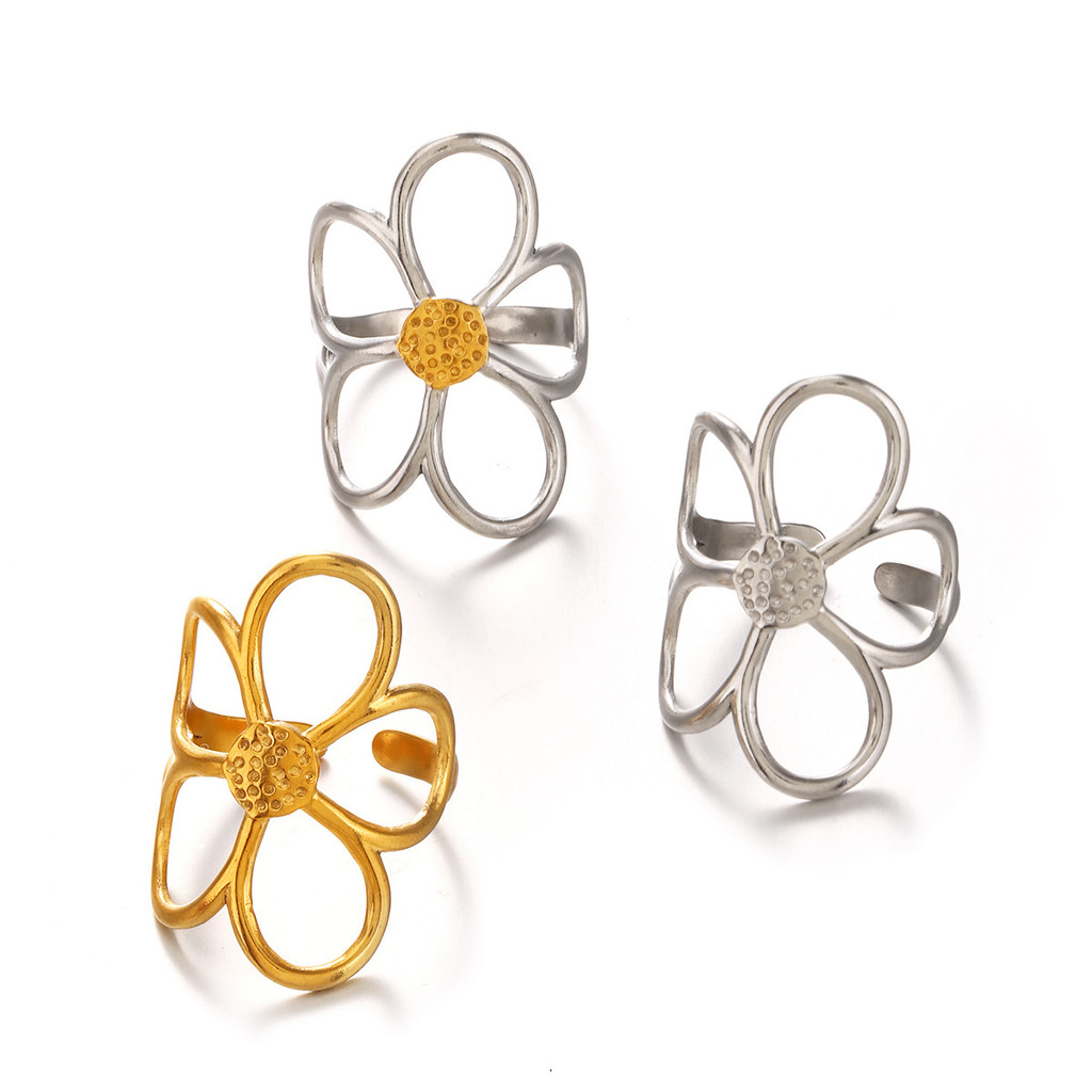 New 2025 Titanium Steel Personalized Flowers Opening Rings for Women ...