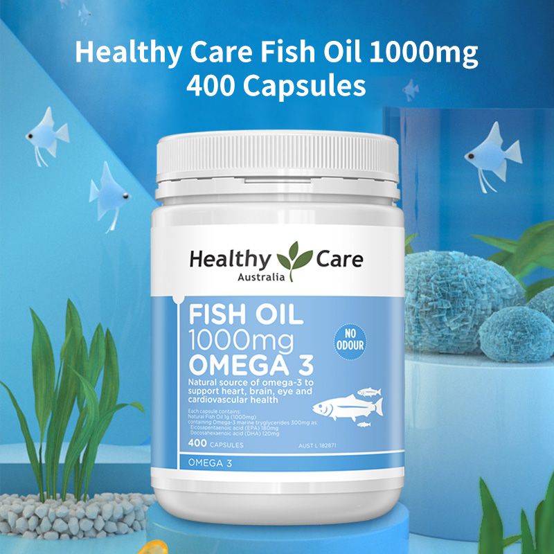 x【2 Bottles Bundles】Healthy Care Fish Oil 1000mcg 400 Capsules + Ginkgo ...