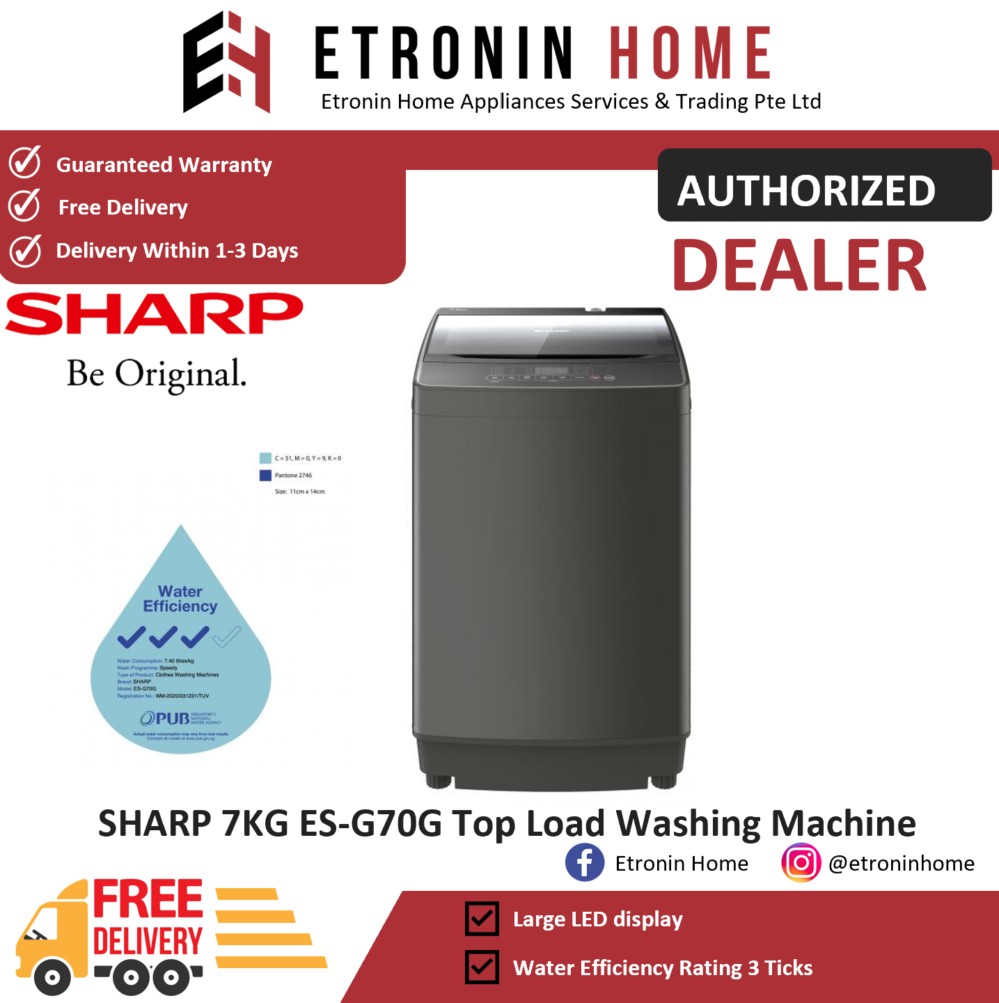 SHARP 7KG ES-G70G Top Load Washing Machine | Lazada Singapore