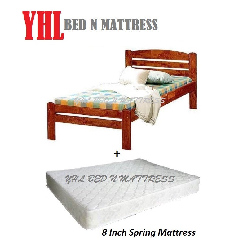 YHL Elsa Solid Wooden Single Bed Frame With Mattress | Lazada Singapore
