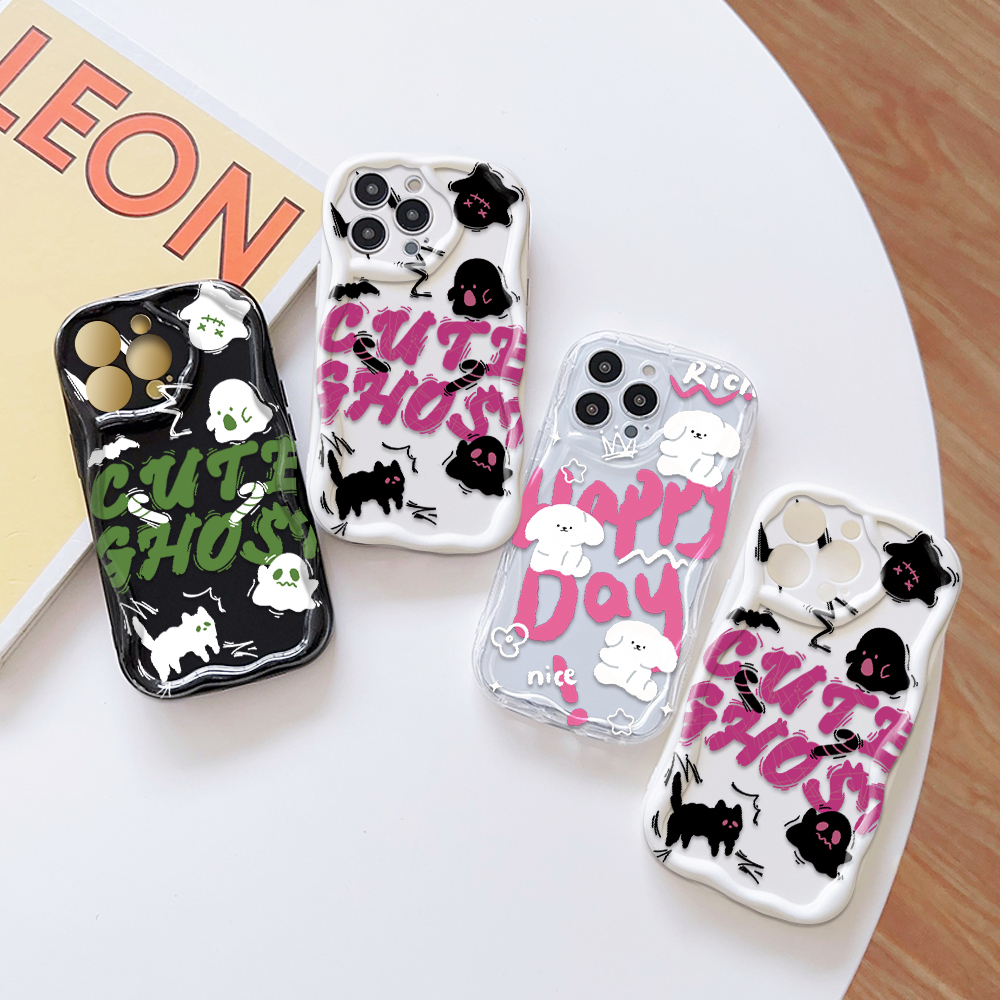 UCUC for Samsung A36 A56 5G Back Cover Cute Ghost Cream Texture Wavy ...