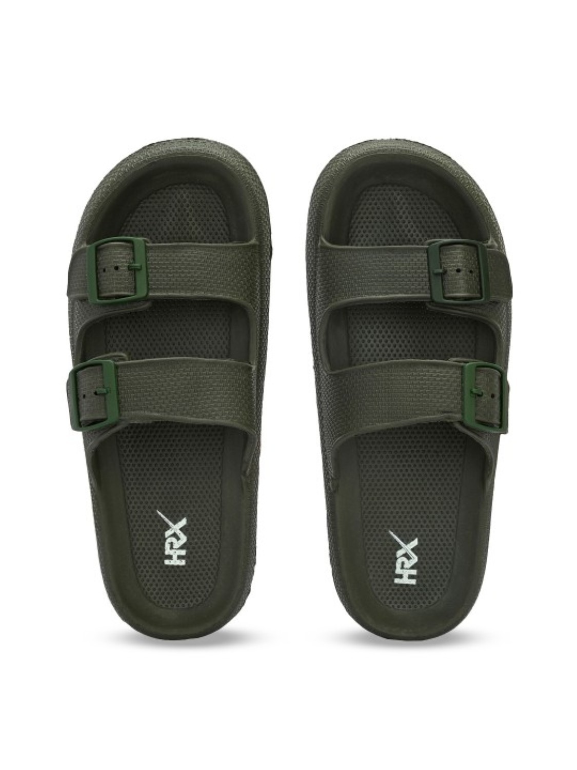 HRX By Hrithik Roshan Olive Green Textured Sliders For Men | Daraz.com.np